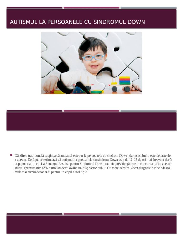 Autismul La Persoanele Cu Sindromul Down | PDF