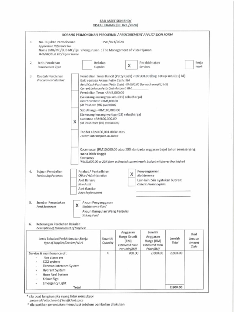 Procurement Application Form Fire System | PDF