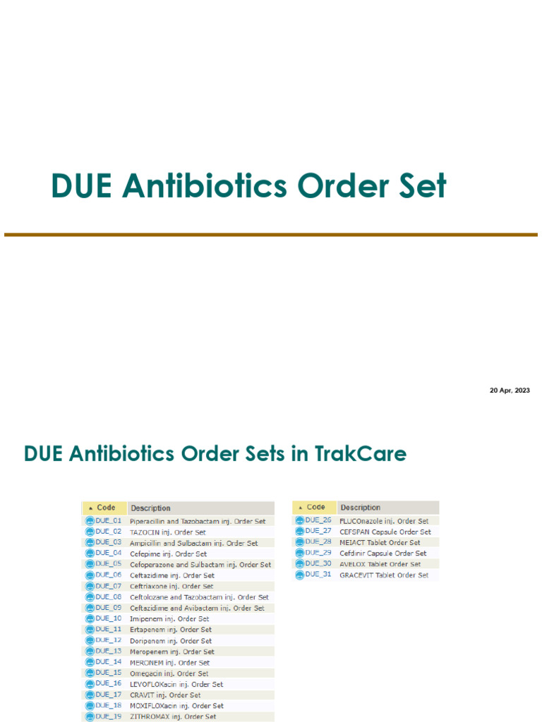 DUE -Order Set ATB TrakCare เริ่ม พค.2566 | PDF