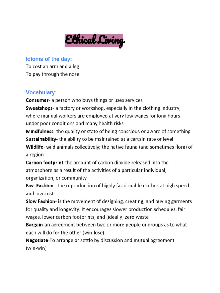 Ethical Living | PDF