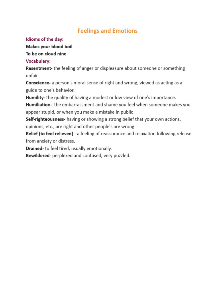 Feelings and Emotions | PDF