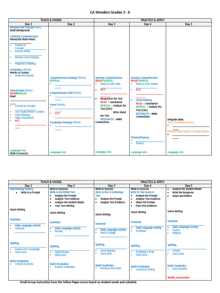 CA_Wonders__-Printable_Grs__3_-_6_-_Weekly_Lesson_Map | PDF