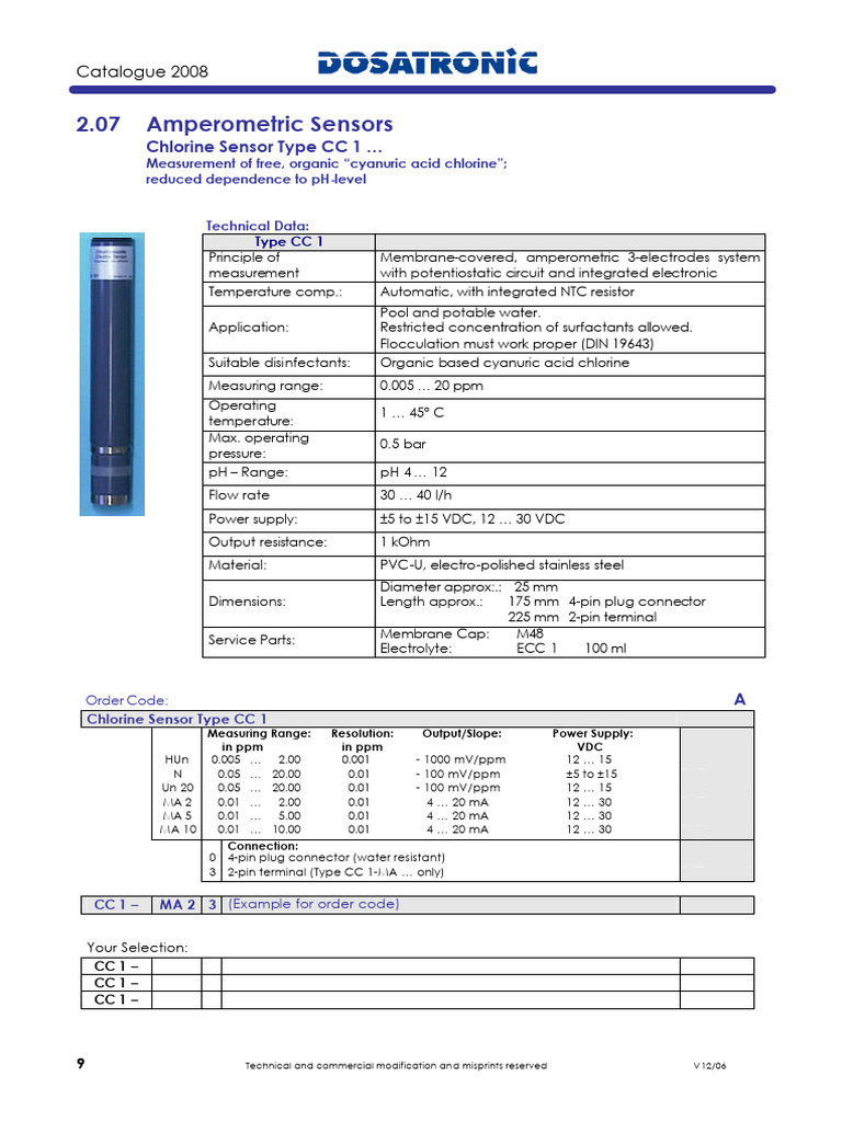 Dosatronic-Chlorine-Sensors | PDF