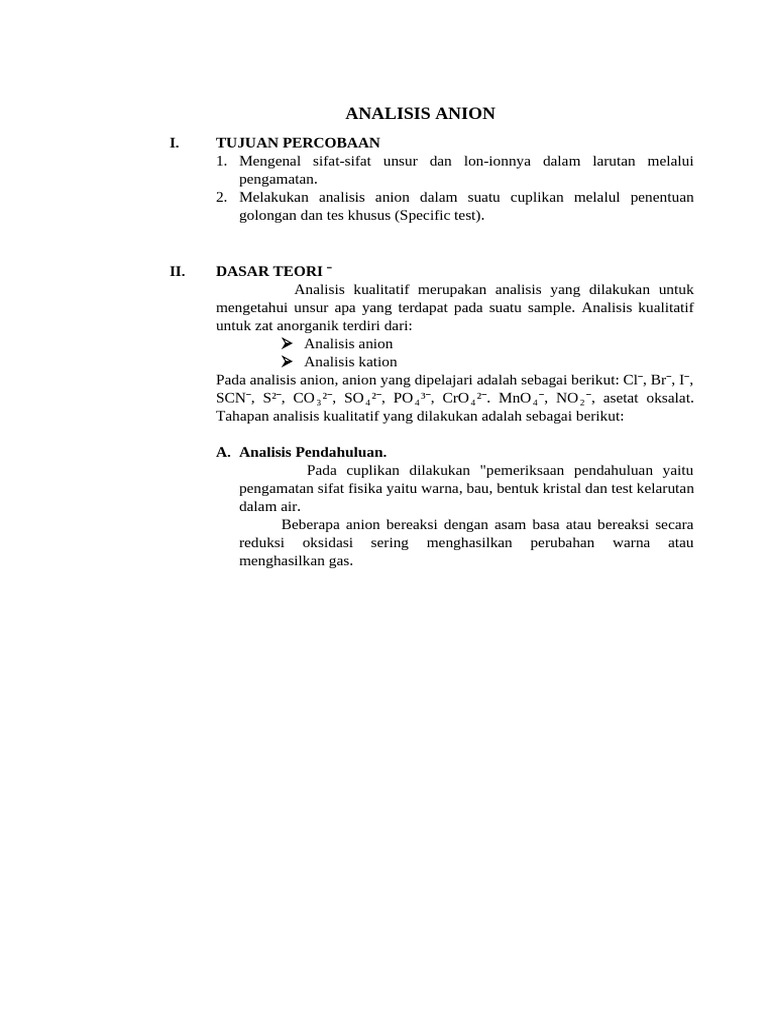 Analisis Anion | PDF