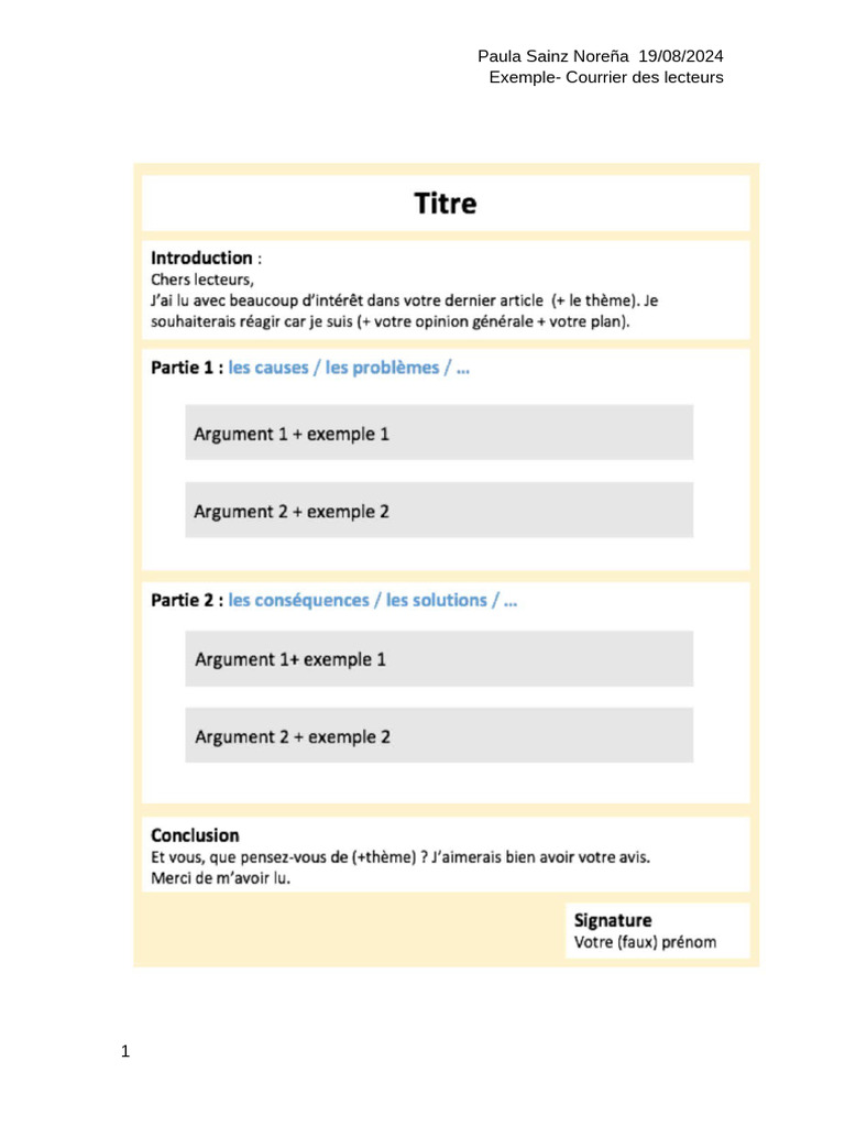 Modèle "Courrier Des Lecteurs" | PDF