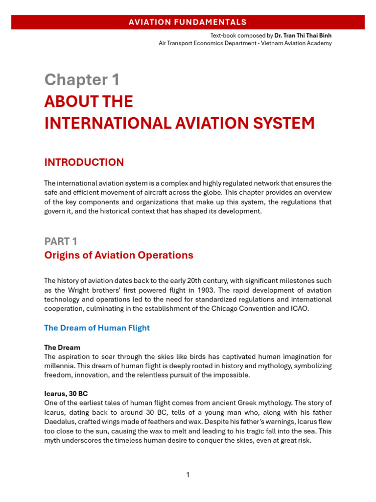 Aviation Fundamentals - Textbook - Chapter 1 | PDF