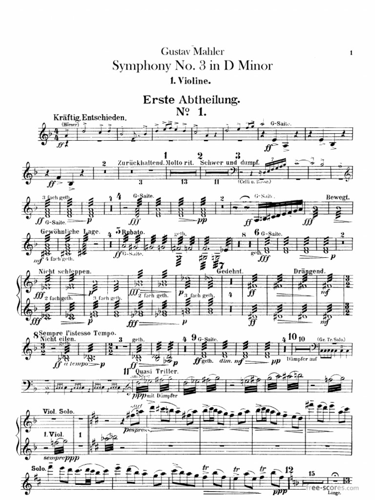 (Free Scores - Com) Mahler Gustav Symphonie Dritte Symphonie Violins 5756 91031 | PDF