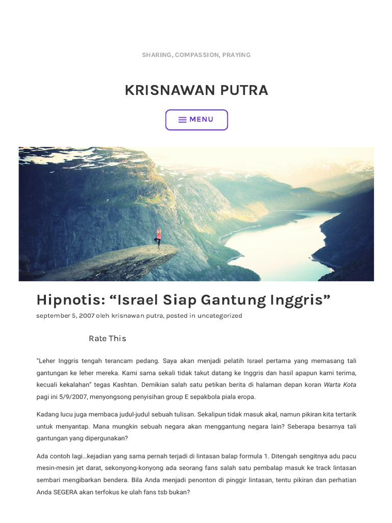 Hipnotis - "Israel Siap Gantung Inggris" - KRISNAWAN PUTRA | PDF