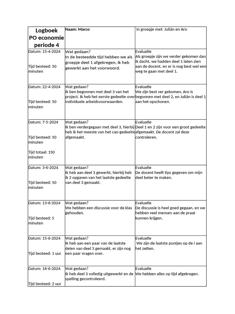 Logboek Eco PO | PDF