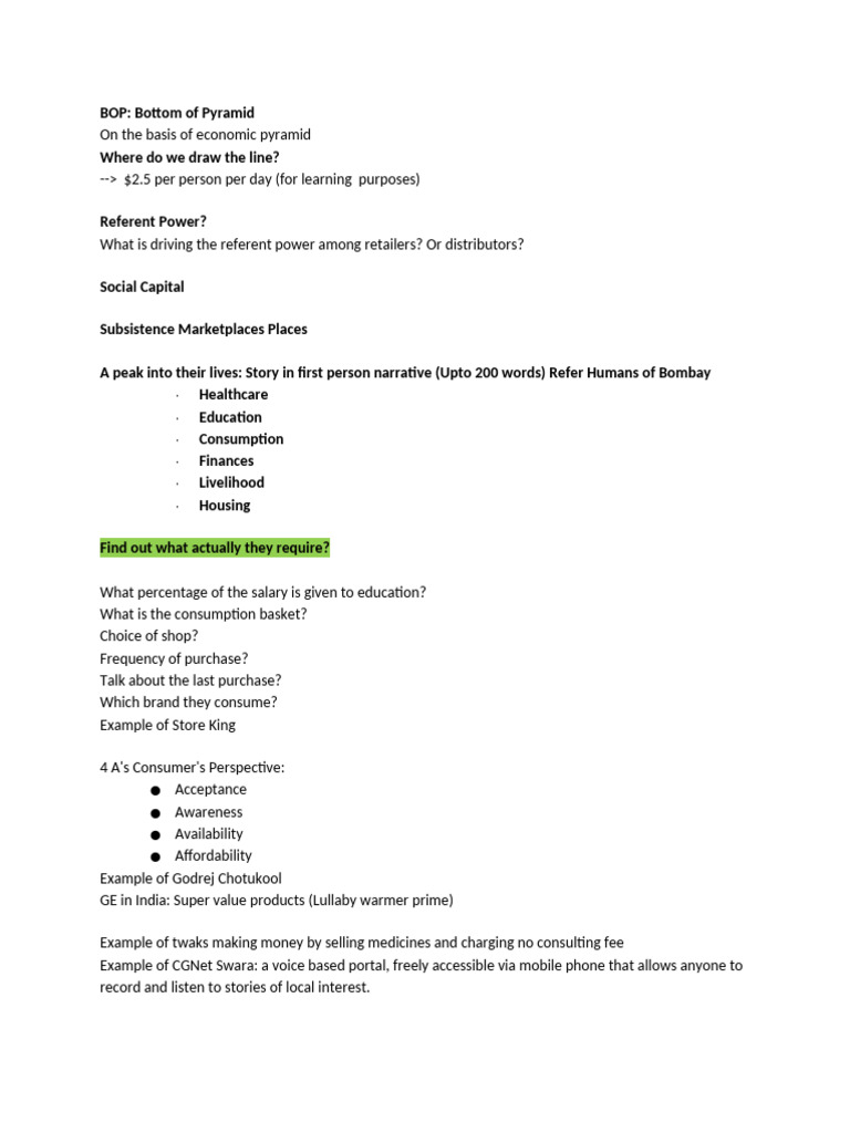 BOP - Bottom of Pyramid | PDF
