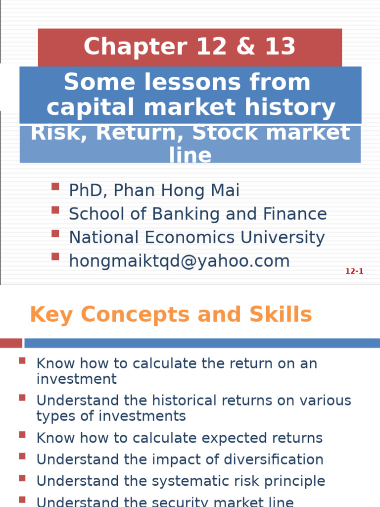 Handout - Chapter 1213 - Some Lessons Risk Return SML | PDF