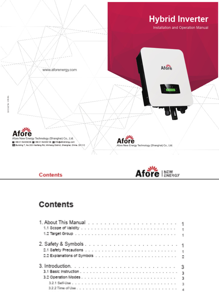 Single Phase Hybrid Inverter (1-6kW) User's Manual | PDF