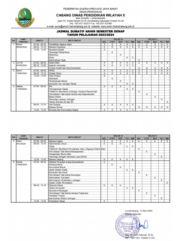 Jadwal Sas Genap 2324 | PDF