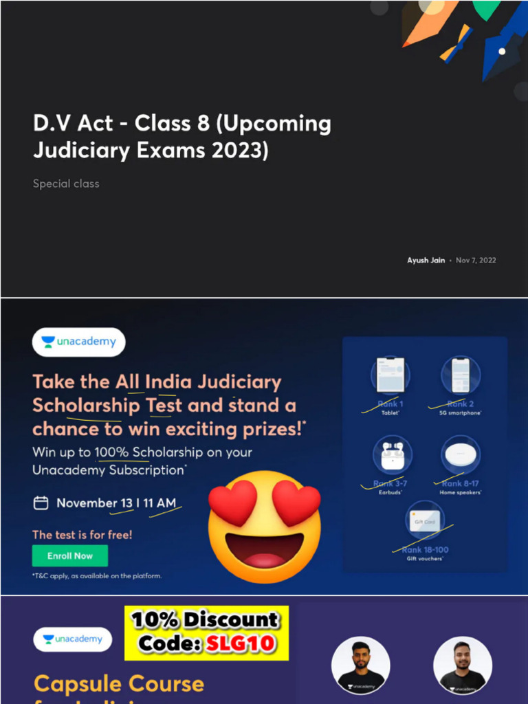 DV Act Class 8 Upcoming Judiciary Exams 2023 With Anno | PDF