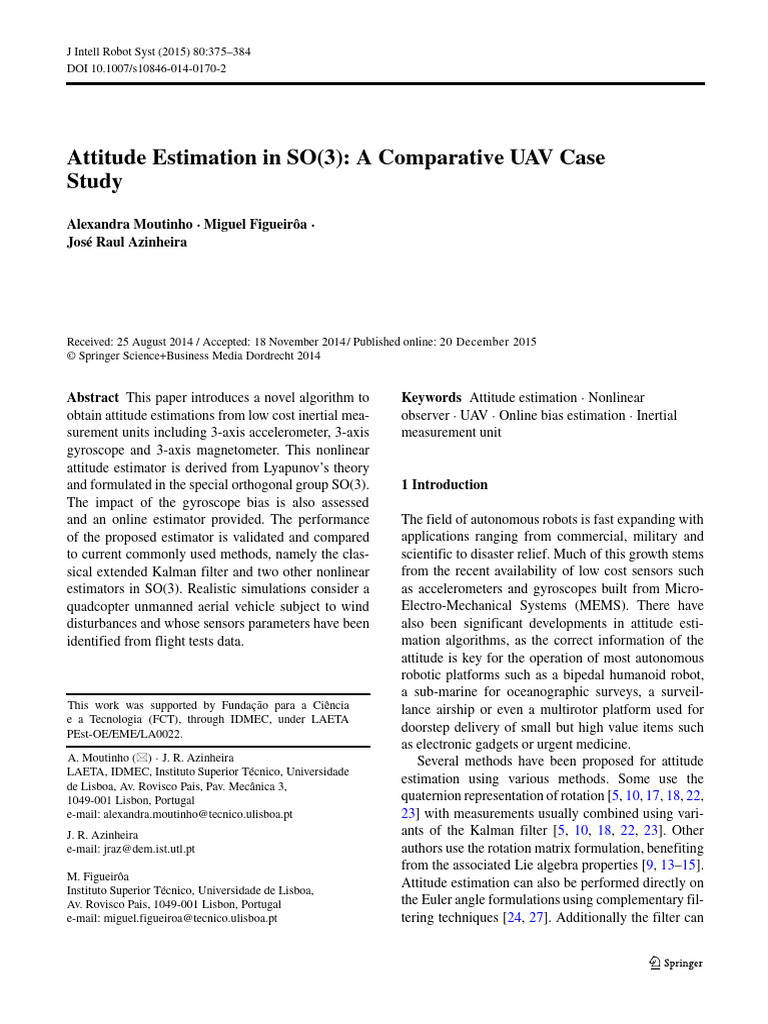 UAV Attitude Estimation Algorithm | PDF | Inertial Navigation System ...