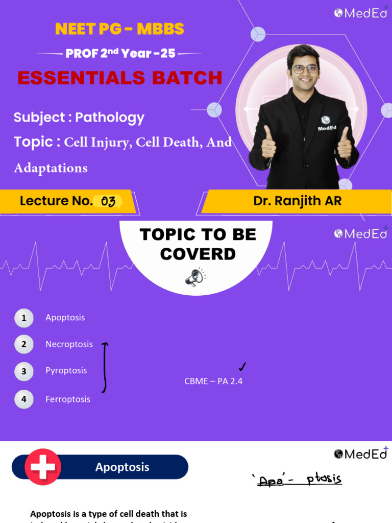 Cell Injury, Cell Death, and Adaptations 03 - Class Notes PDF | PDF