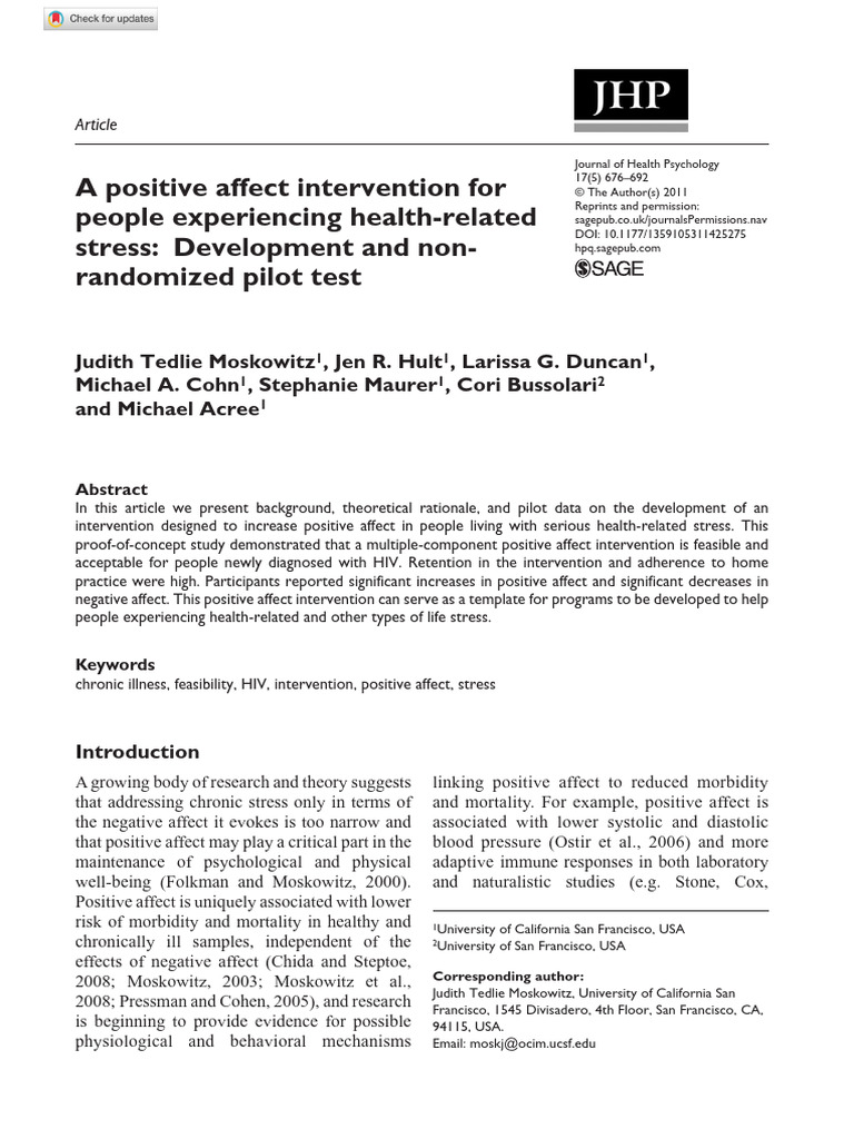 Positive Affect Training | PDF
