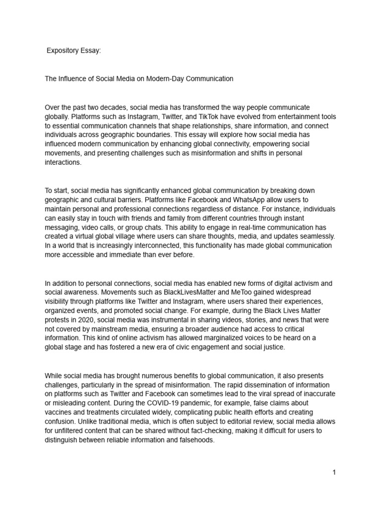 Sample Expository Essay | PDF