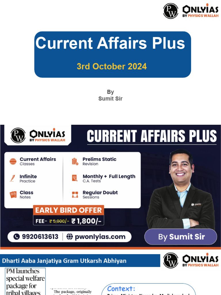 Current Affairs: 03rd October 2024 (Part 01) - Class Notes | PDF