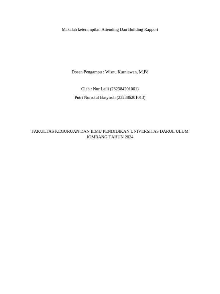 Makalah Keterampilan Attending Pak Wisnu | PDF