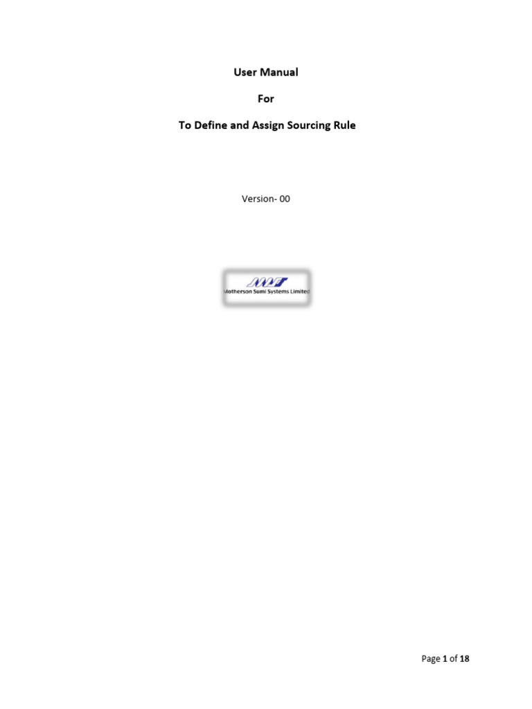 To Define & Assign Sourcing Rule Rev. 00 | PDF | Computing | Finance & Money Management