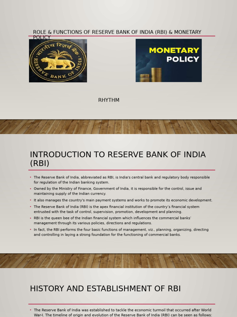 Role & Functions of Reserve Bank of India | PDF
