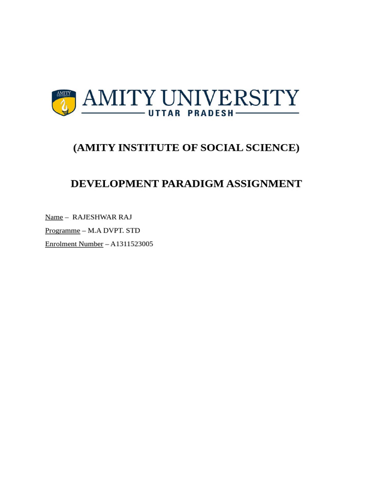 Amity Institute of Social Science Raj DP | PDF | Poverty | Social Science