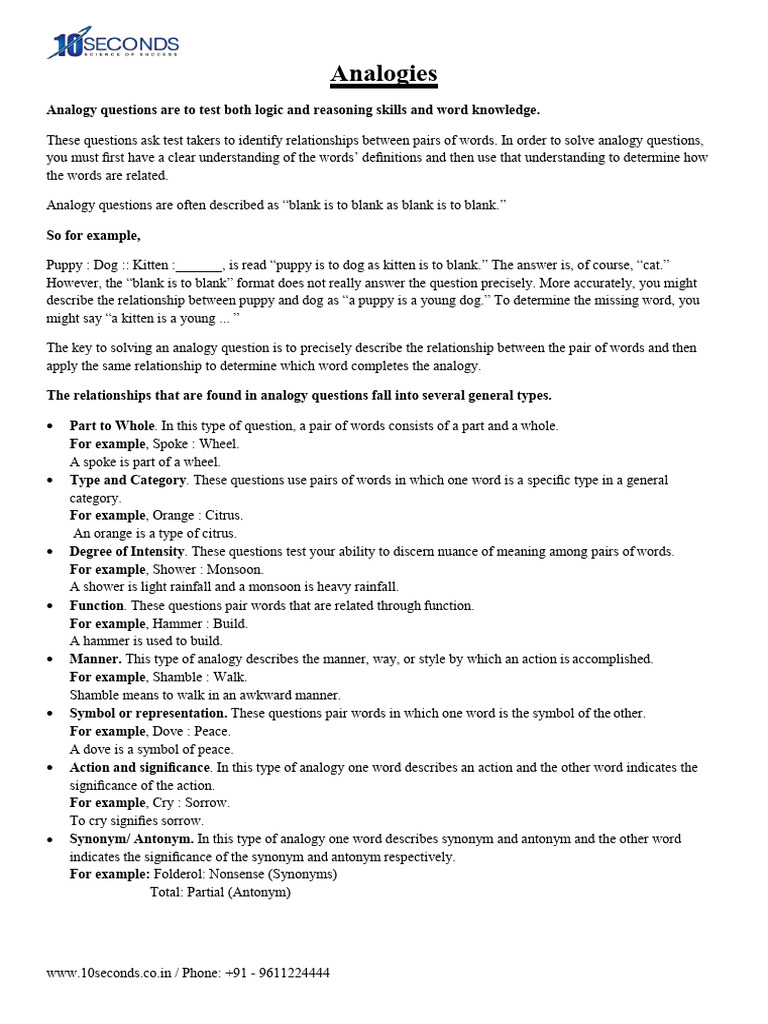 Analogies - Students | PDF