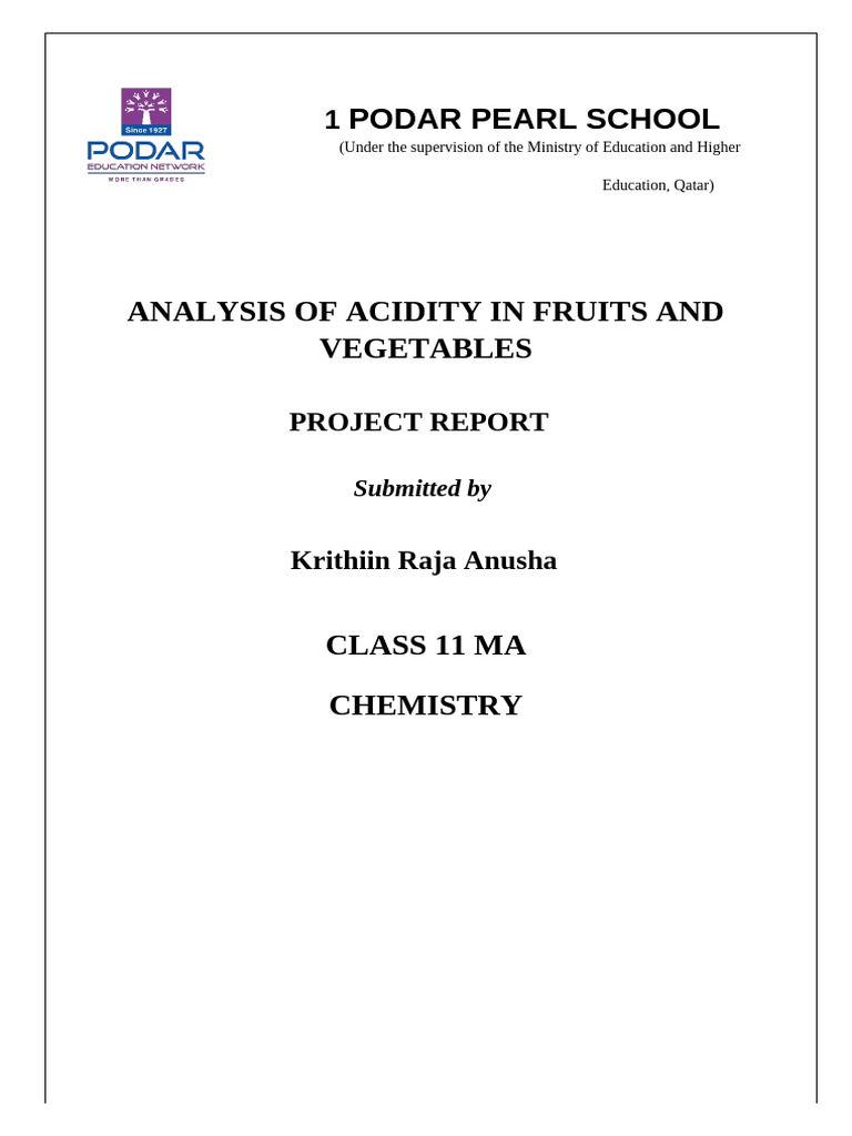 Chemistry Project Index | PDF