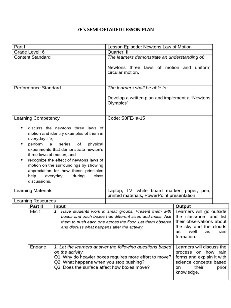 Sample 7E Lesson Plan | PDF