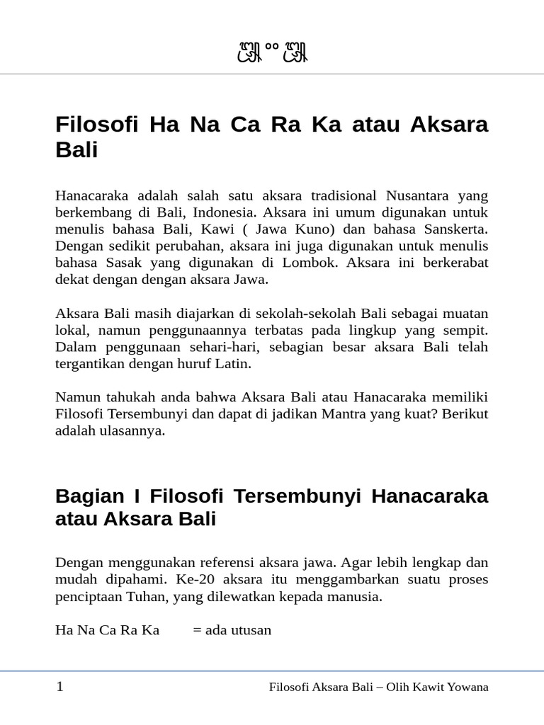 Filosofi Aksara Bali | PDF