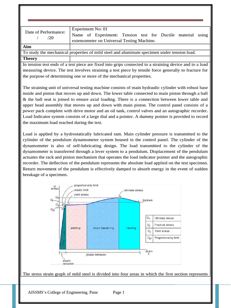 1 Tension test for Ductile material | PDF