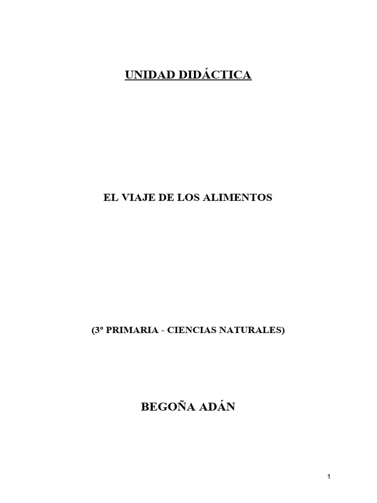 Unidad Didáctica El Viaje de Los Alimentos | PDF