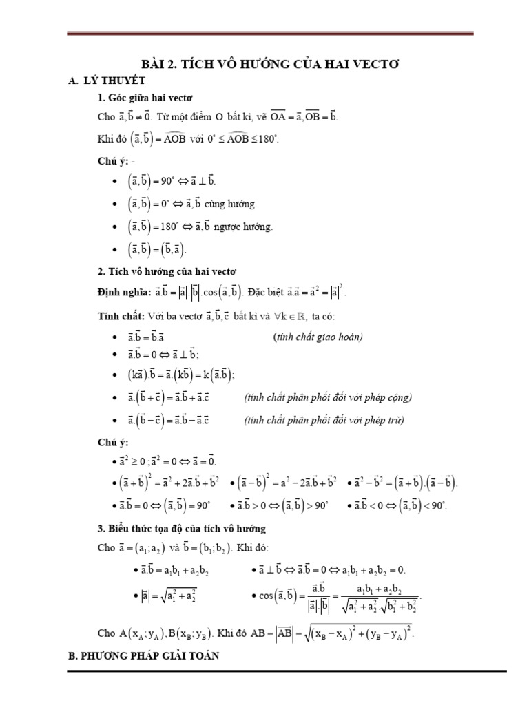 Tích Vô Hư NG C A Hai Vecto | PDF