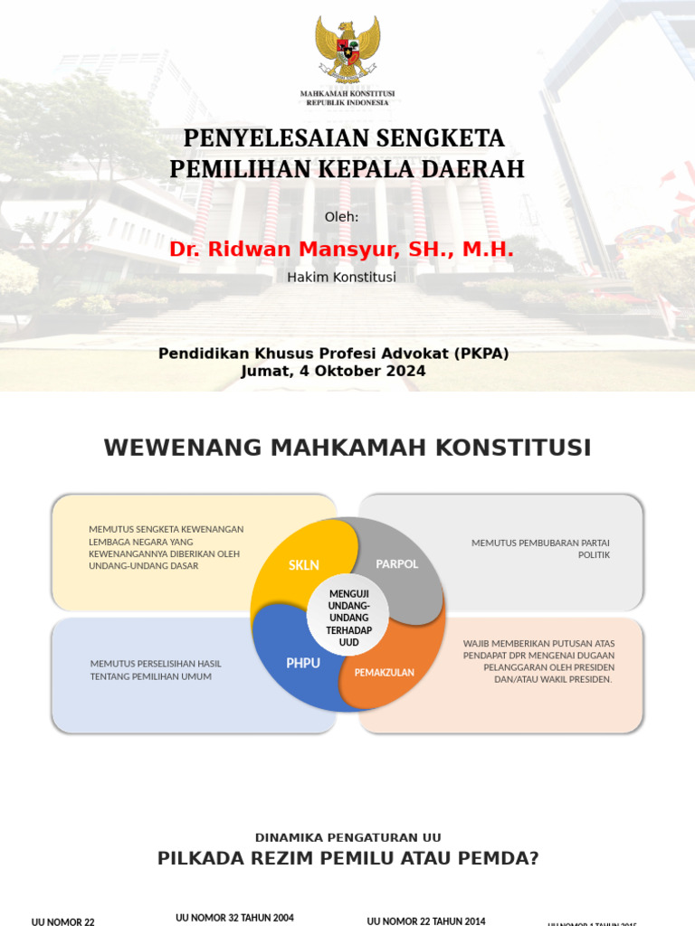 Penyelesaian Sengketa Pilkada 4 Oktober 2024 | PDF