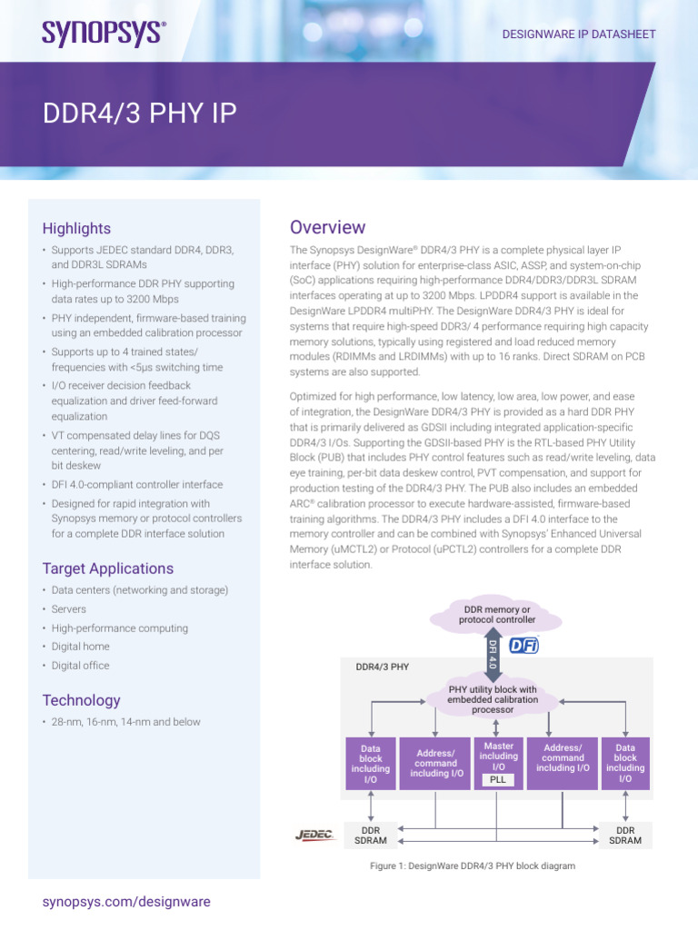 DWC - ddr43 - Phy - Ds Synopsys 2 | PDF