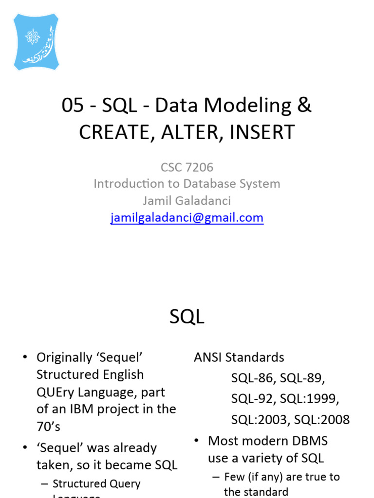 05 - SQL - Data Modeling&Create | PDF