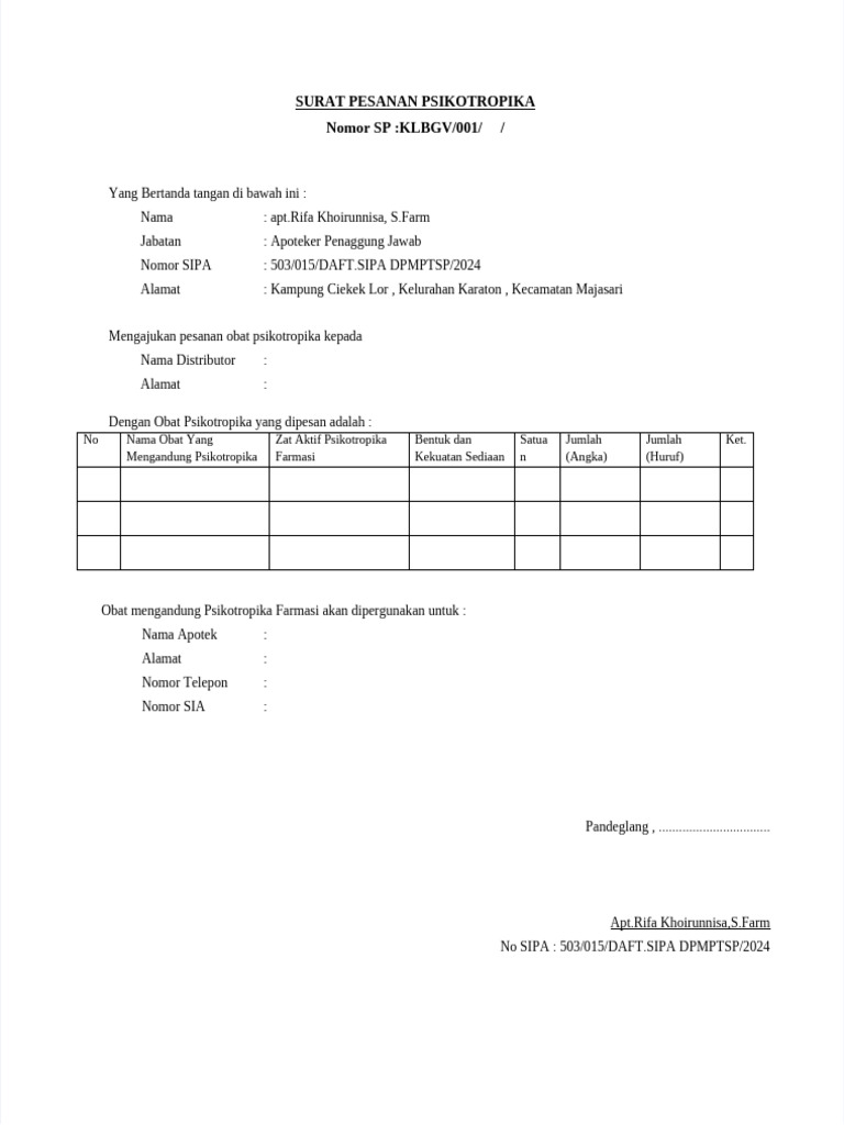 SP PSIKOTROPIKA RIFA | PDF