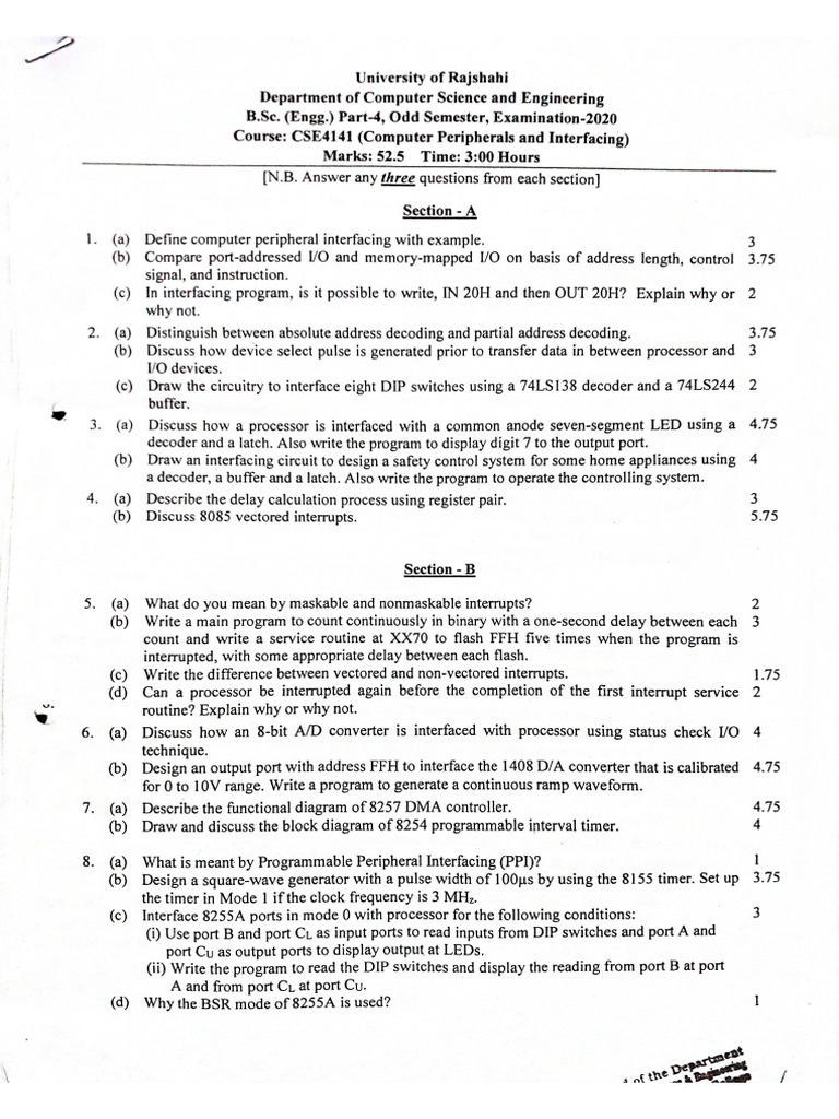 Computer Peripherals Previous Year Question | PDF