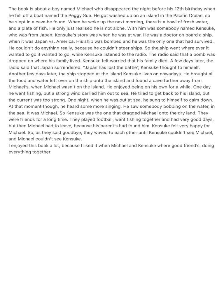 The Book Is About A Boy Named Michael Who Disappeared The Night Before ...