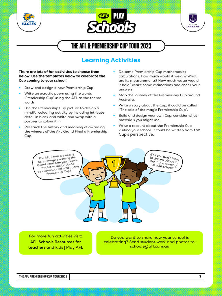AFL - Premiership - Cup - Activities - Website - v1 - WA | PDF