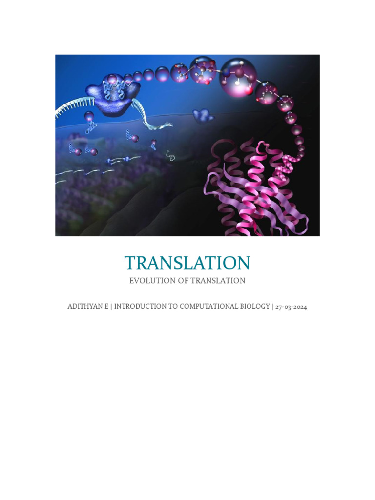 EVOLUTION OF TRANSLATION COMPUTATIONAL BIOLOGY | PDF