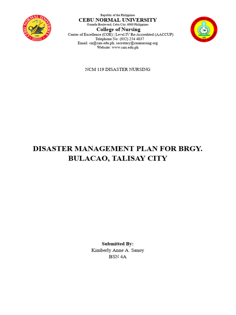 Disaster Management Plan | PDF