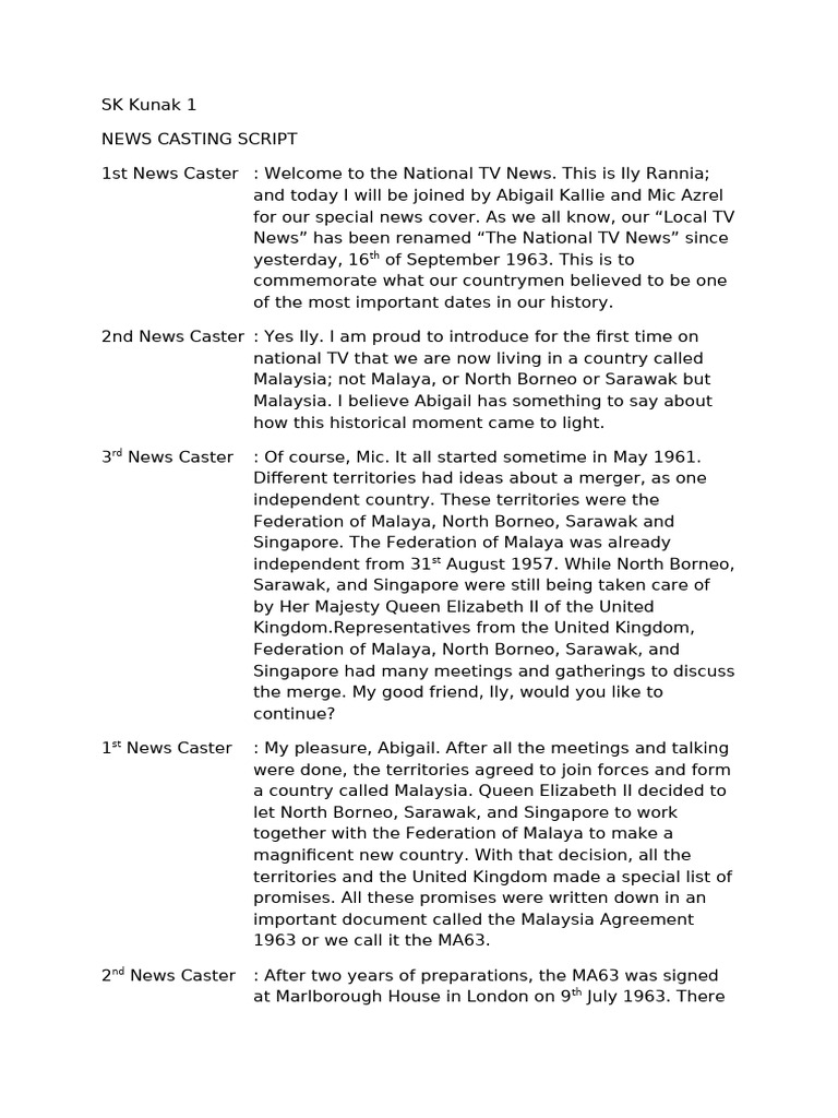 SKK1 NEWS CASTING SCRIPT 24 | PDF