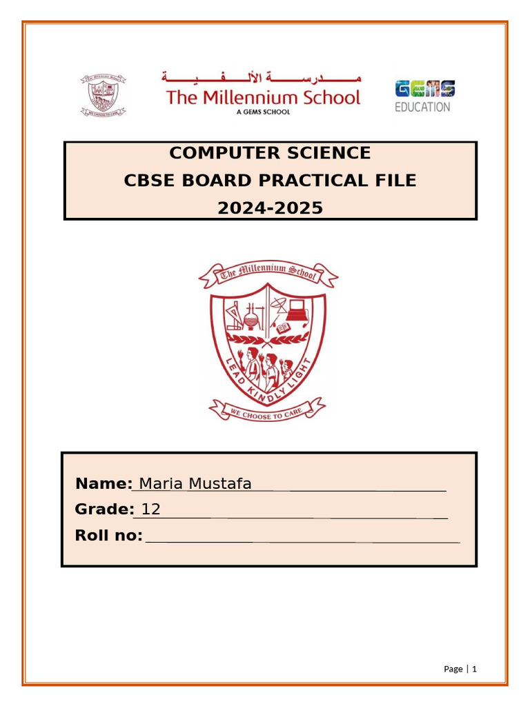 CS Practical File - Maria Mustafa 12C | PDF