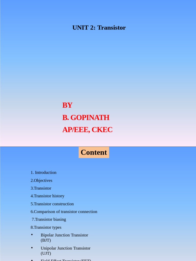 Unit 2 (Transistor) | PDF