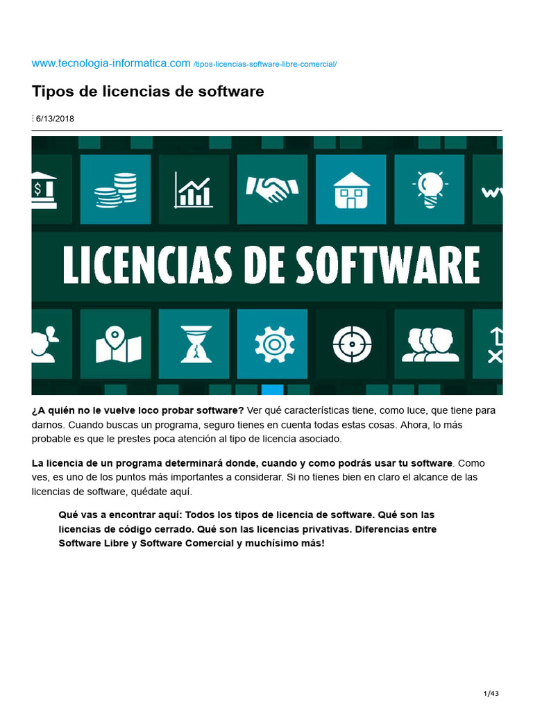 Tipos de Licencias de Software | PDF