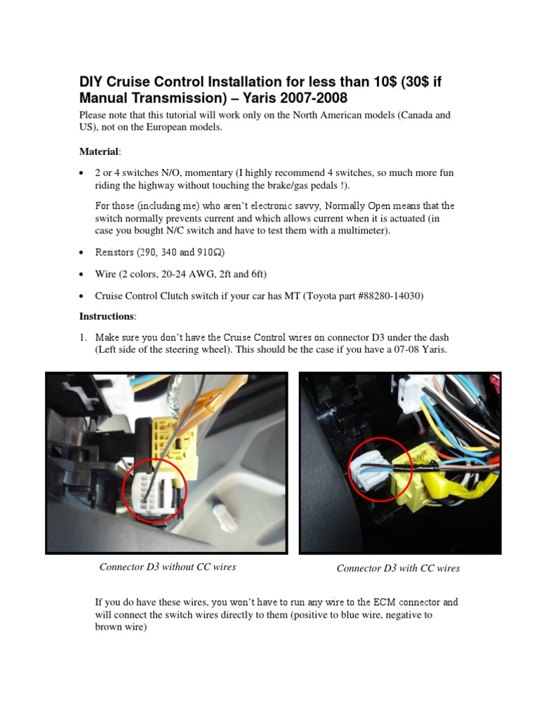 DIY Cruise Control | PDF | Switch | Electrical Connector