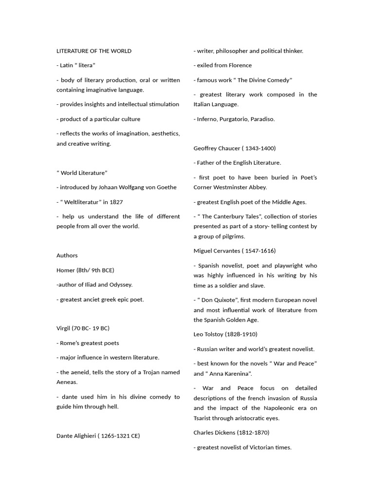 Literature of The World 1 | PDF