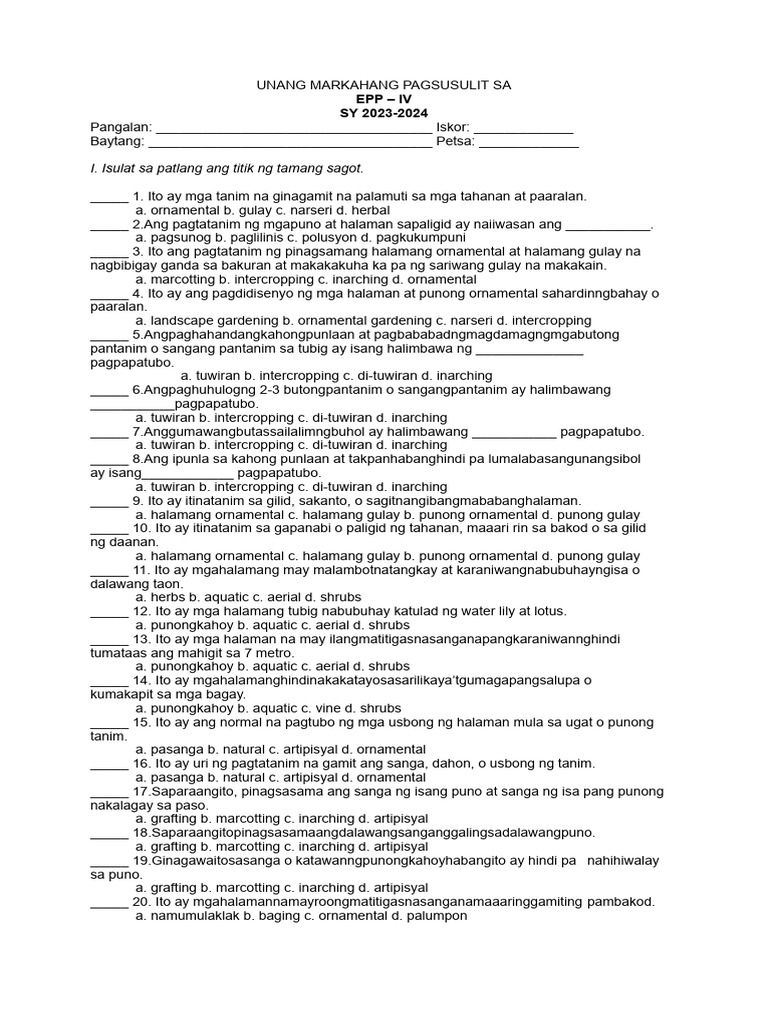 PT - EPP 4 - Q1 | PDF